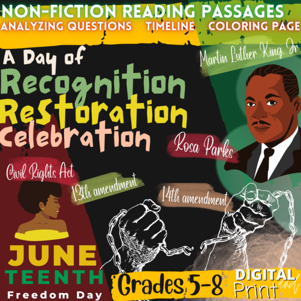 Juneteenth Reading Comprehension Black History Month Martin Luther King ...
