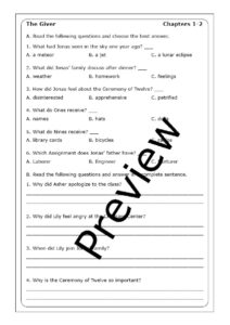 Lois Lowry "The Giver" worksheets | Made By Teachers
