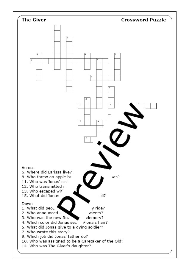 Lois Lowry "The Giver" worksheets | Made By Teachers