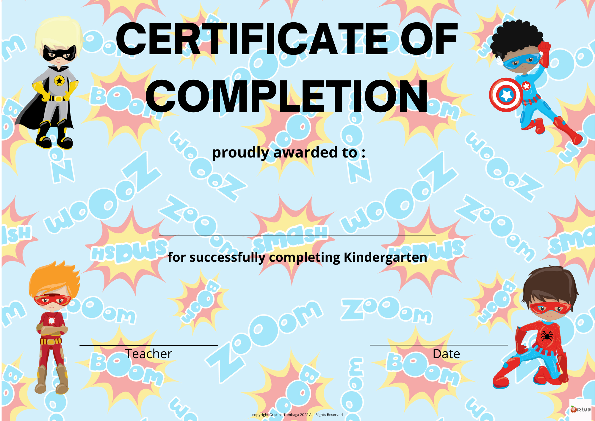 End of Year, Certificate of Completion and Promotion Superheroes Theme ...