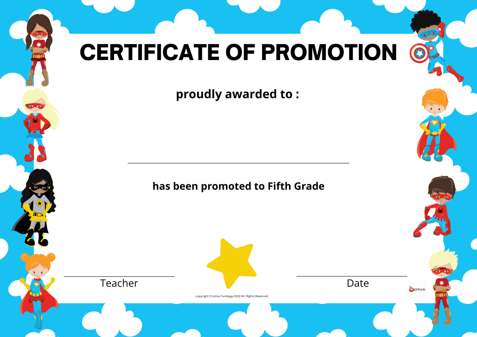 End of Year, Certificate of Completion and Promotion Superheroes Theme ...