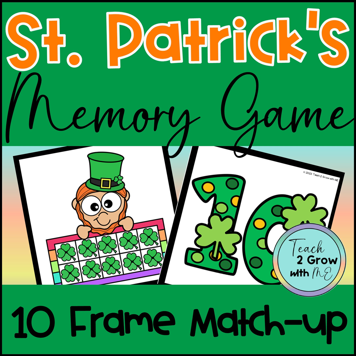 St. Patrick's Day Math 10 Frames Memory Match Large Floor Game for PreK ...