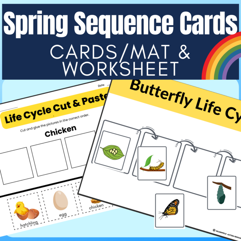 Spring 4 Step Sequence Cards, Mat, and Cut & Paste Worksheets - Made By ...
