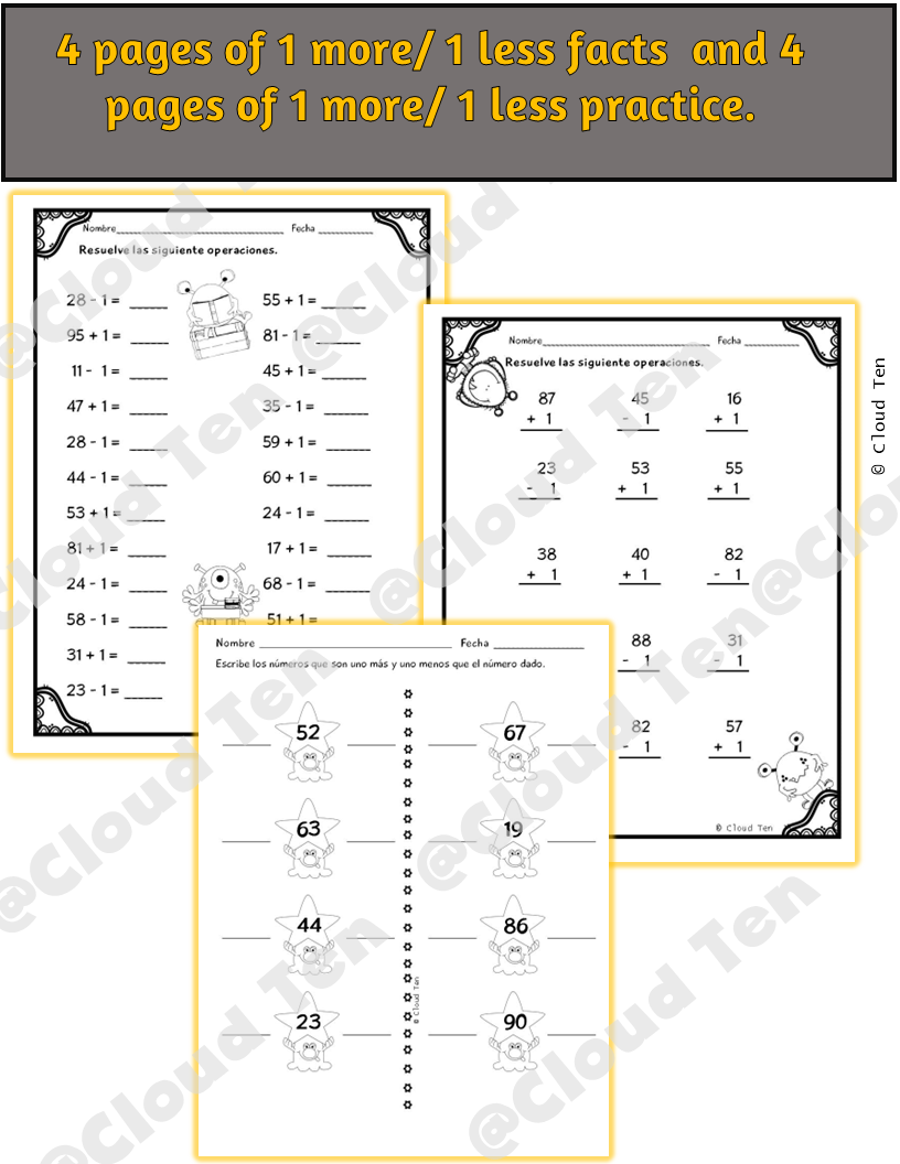 Diez mas, diez menos, uno mas, uno menos | Made By Teachers