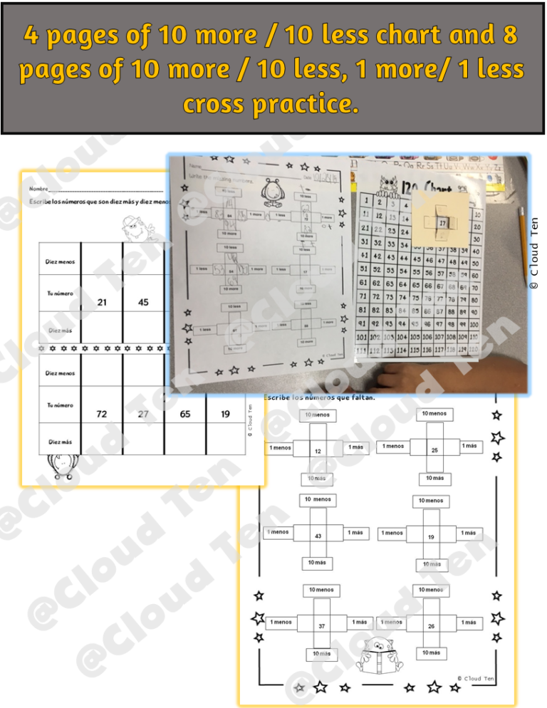 Diez mas, diez menos, uno mas, uno menos | Made By Teachers