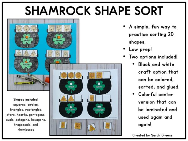 St. Patrick's Day Shape Sort | Made By Teachers