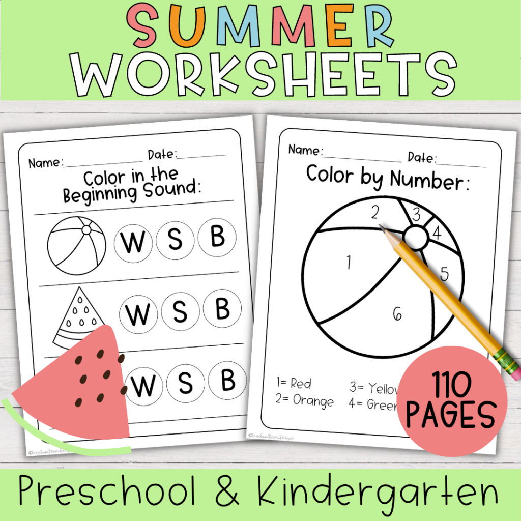 Summer Worksheet Bundle for Preschool and Kindergarten | Made By Teachers