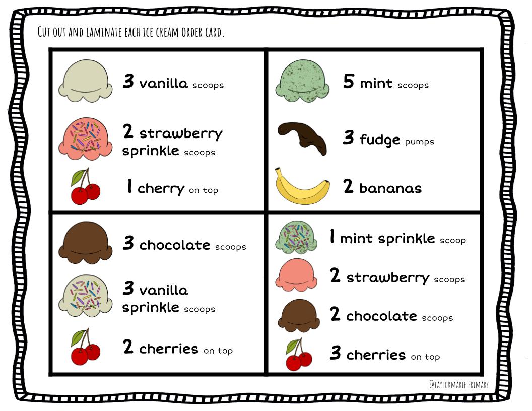 Read & Build an Ice Cream Sundae File Folder PreK Math Game Counting ...