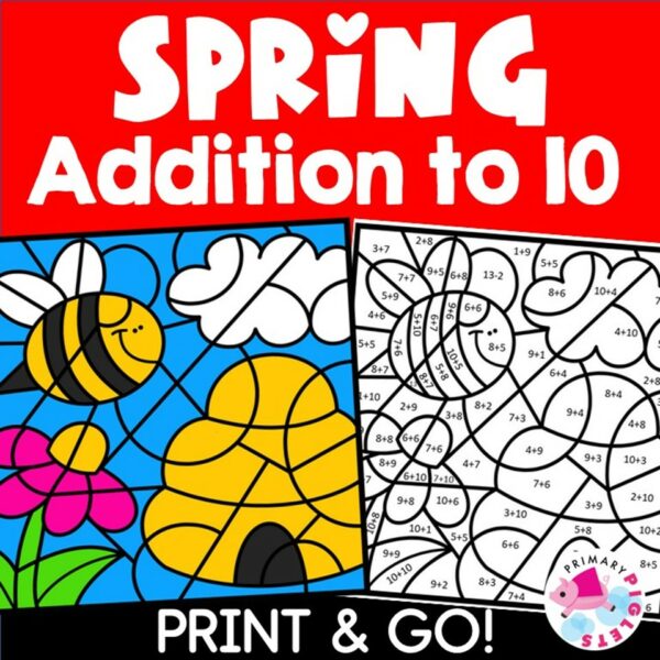 SPRING COLOR BY NUMBER CODE ADDITION TO 10 | Made By Teachers
