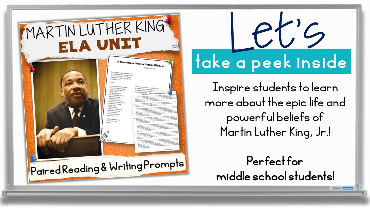 Martin Luther King Jr. Unit - Paired Reading Texts, Activities, Writing ...