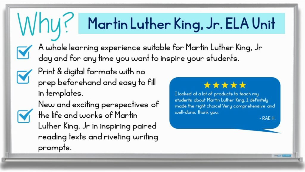 Martin Luther King Jr. Unit - Paired Reading Texts, Activities, Writing ...