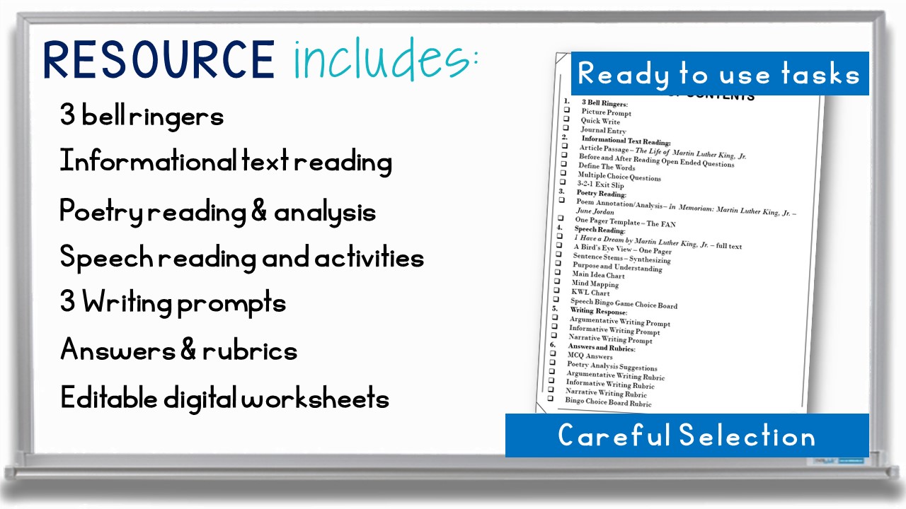 Martin Luther King Jr. Unit - Paired Reading Texts, Activities, Writing ...