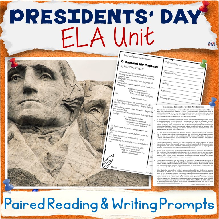 Presidents' Day Unit - Paired Reading Texts, Activities, Writing ...