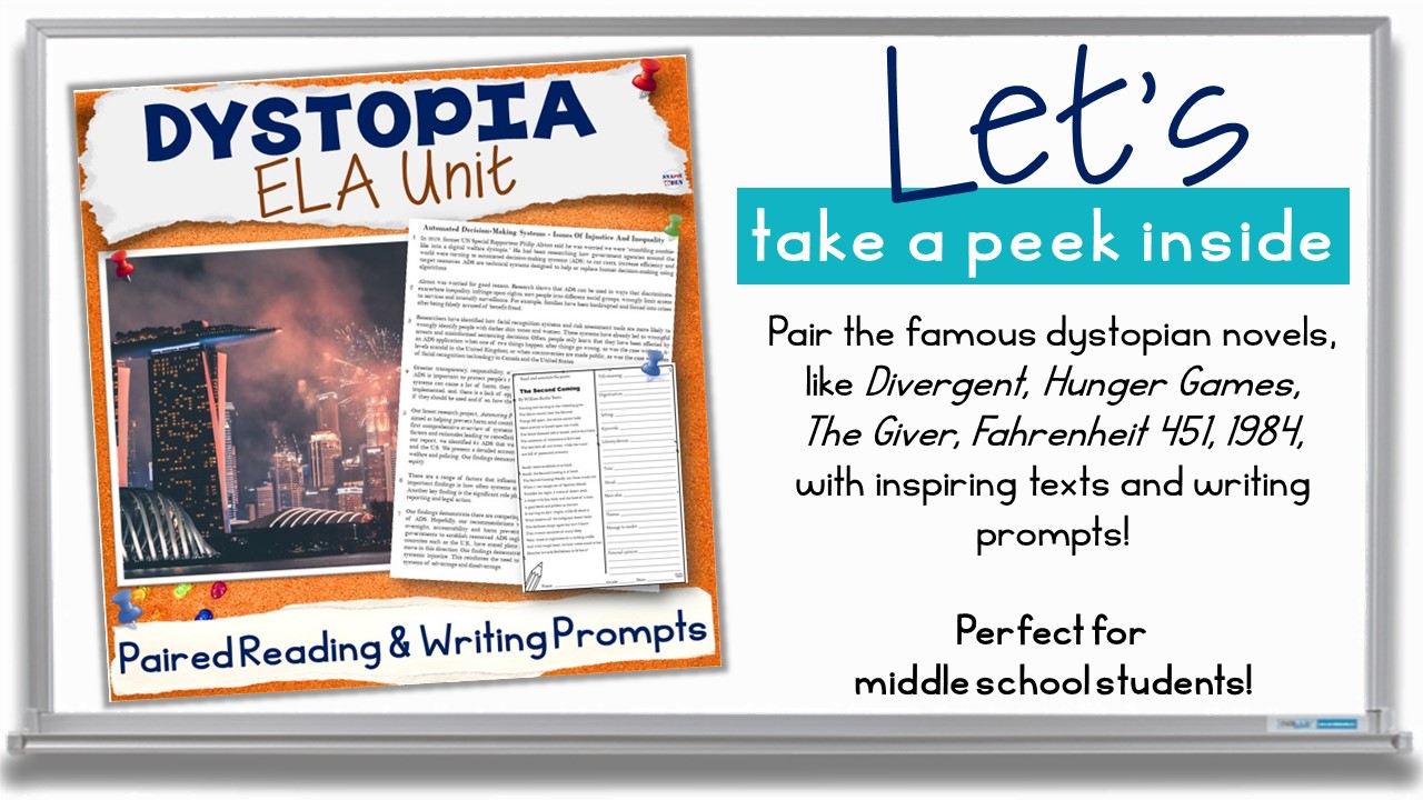 Dystopia Unit - Paired Reading Activities and Prompts - Dystopian ...