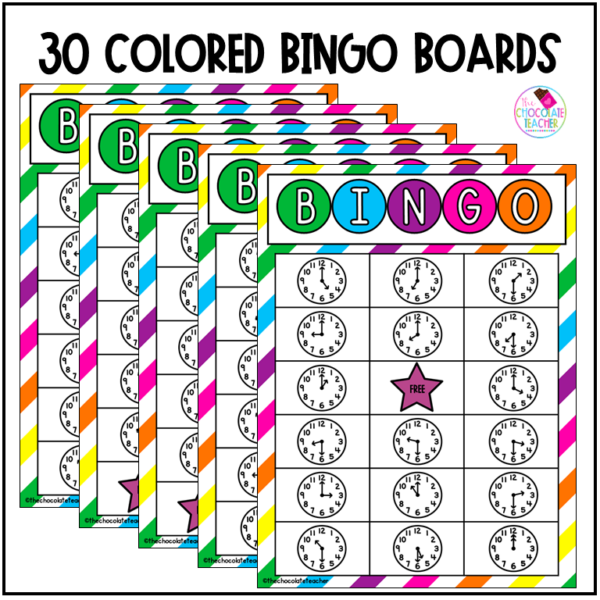 Telling Time - Hour and Half Hour - Analog Clocks - BINGO Game | Made ...
