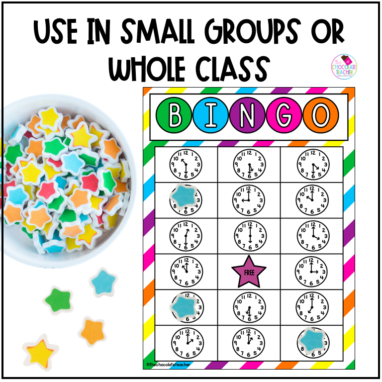 Telling Time - Hour and Half Hour - Analog Clocks - BINGO Game | Made ...