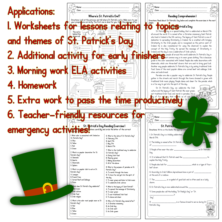St. Patrick's Day ELA No-Prep Worksheets | Made By Teachers