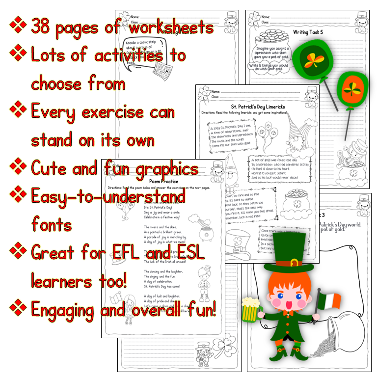 St. Patrick's Day ELA No-Prep Worksheets | Made By Teachers