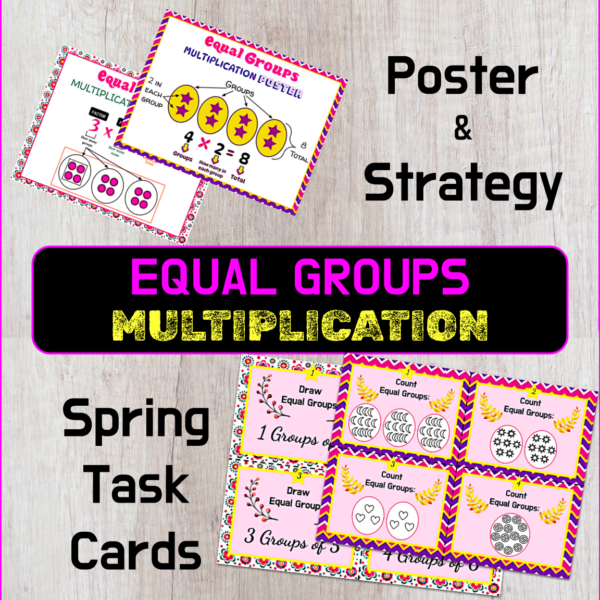 Basic Multiplication Facts Using Arrays and Equal Groups Task Cards ...