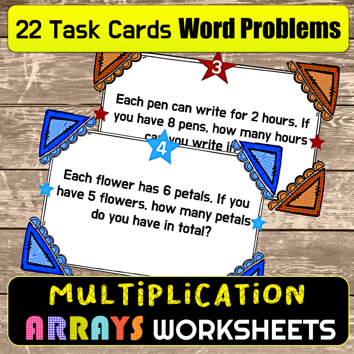 Basic Multiplication Facts Using Arrays and Equal Groups Task Cards ...