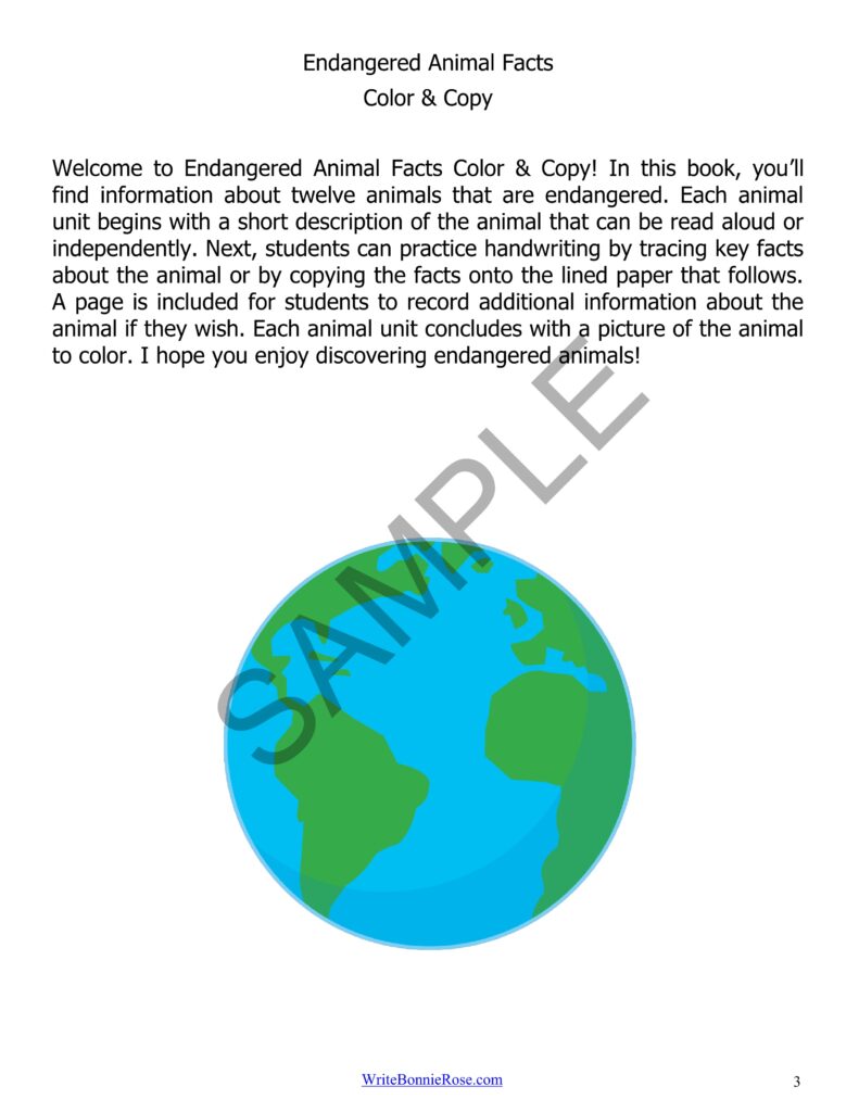 Endangered Animal Facts Color & Copy | Made By Teachers