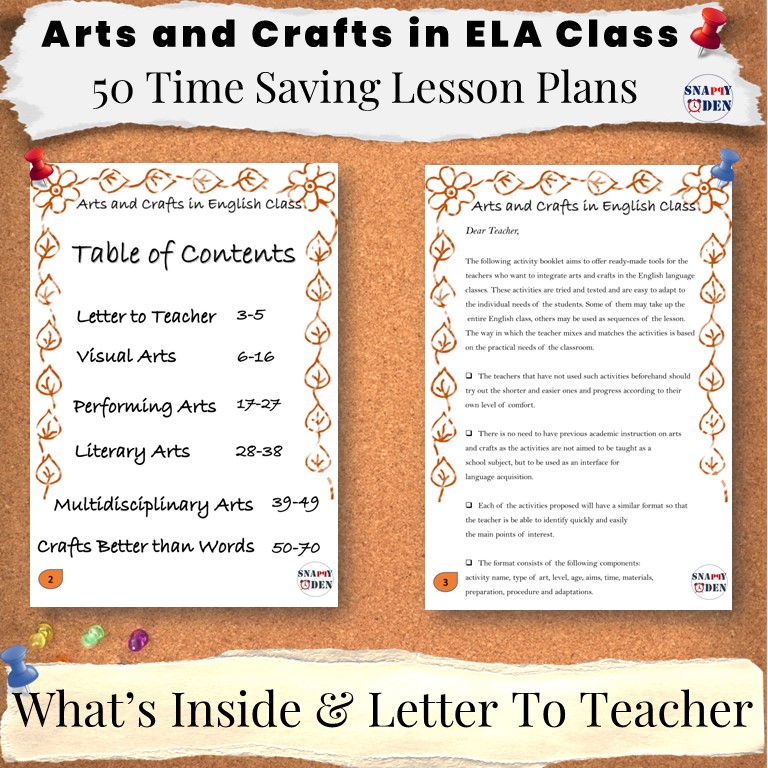 Lesson Plans For English Teachers: Arts and Crafts ELA Activities ...