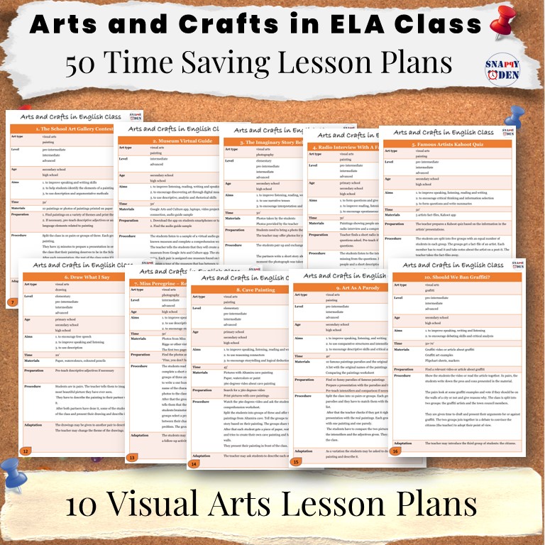Lesson Plans For English Teachers: Arts and Crafts ELA Activities ...