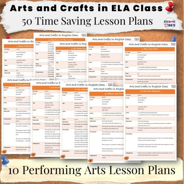 Lesson Plans For English Teachers: Arts and Crafts ELA Activities ...