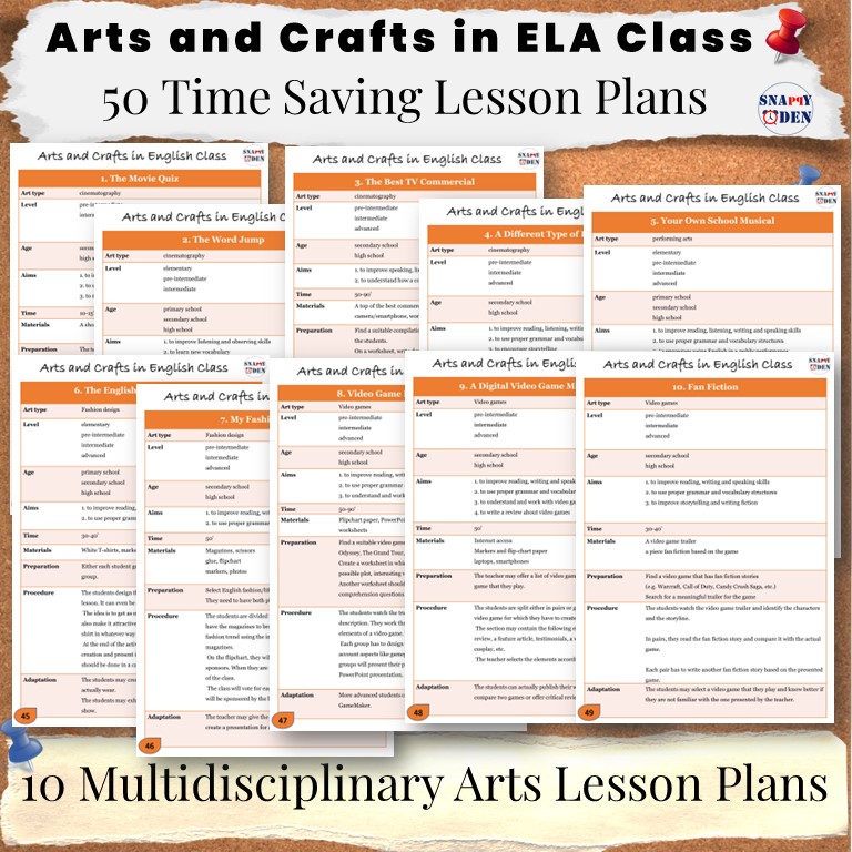 Lesson Plans For English Teachers: Arts and Crafts ELA Activities ...
