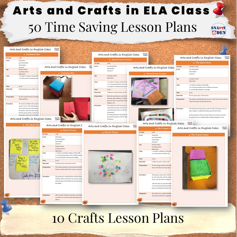Lesson Plans For English Teachers: Arts and Crafts ELA Activities ...