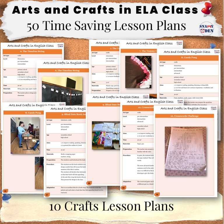 Lesson Plans For English Teachers: Arts and Crafts ELA Activities ...