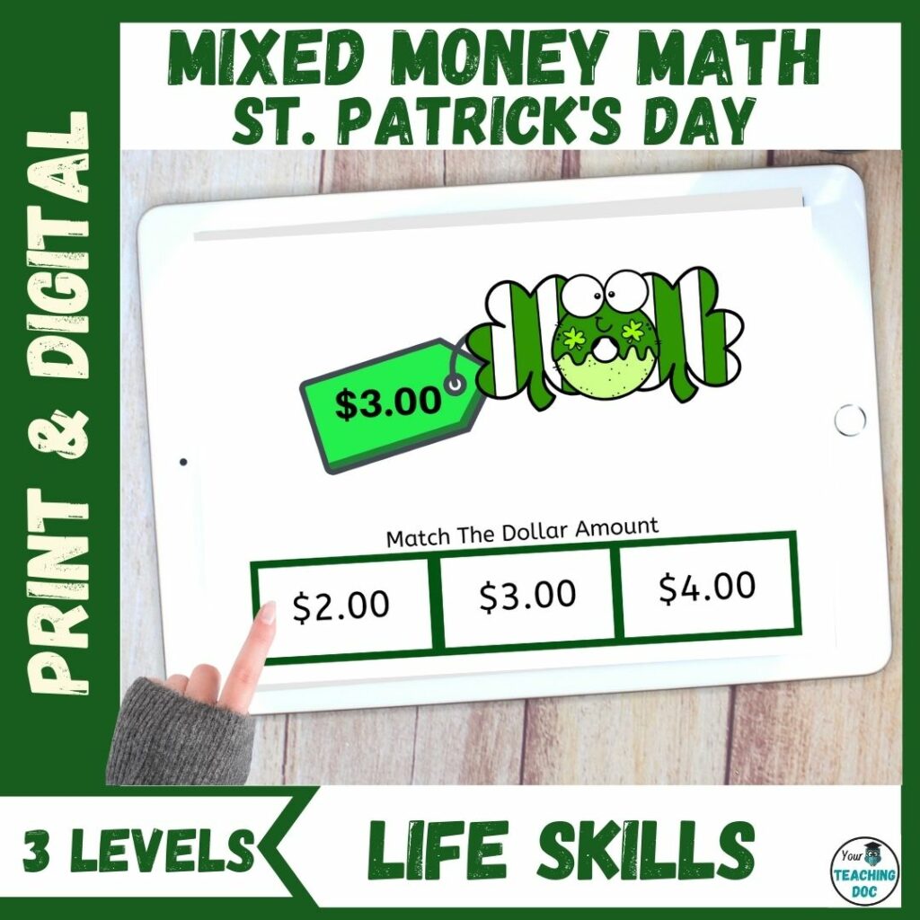 St. Patrick's Day Identify and Count Money Math Life Skills PLUS Task ...