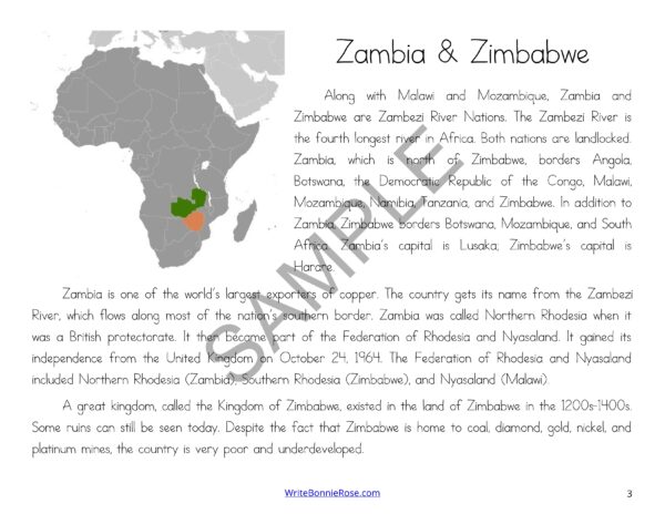 My Book About Zambia & Zimbabwe with Print Copywork | Made By Teachers