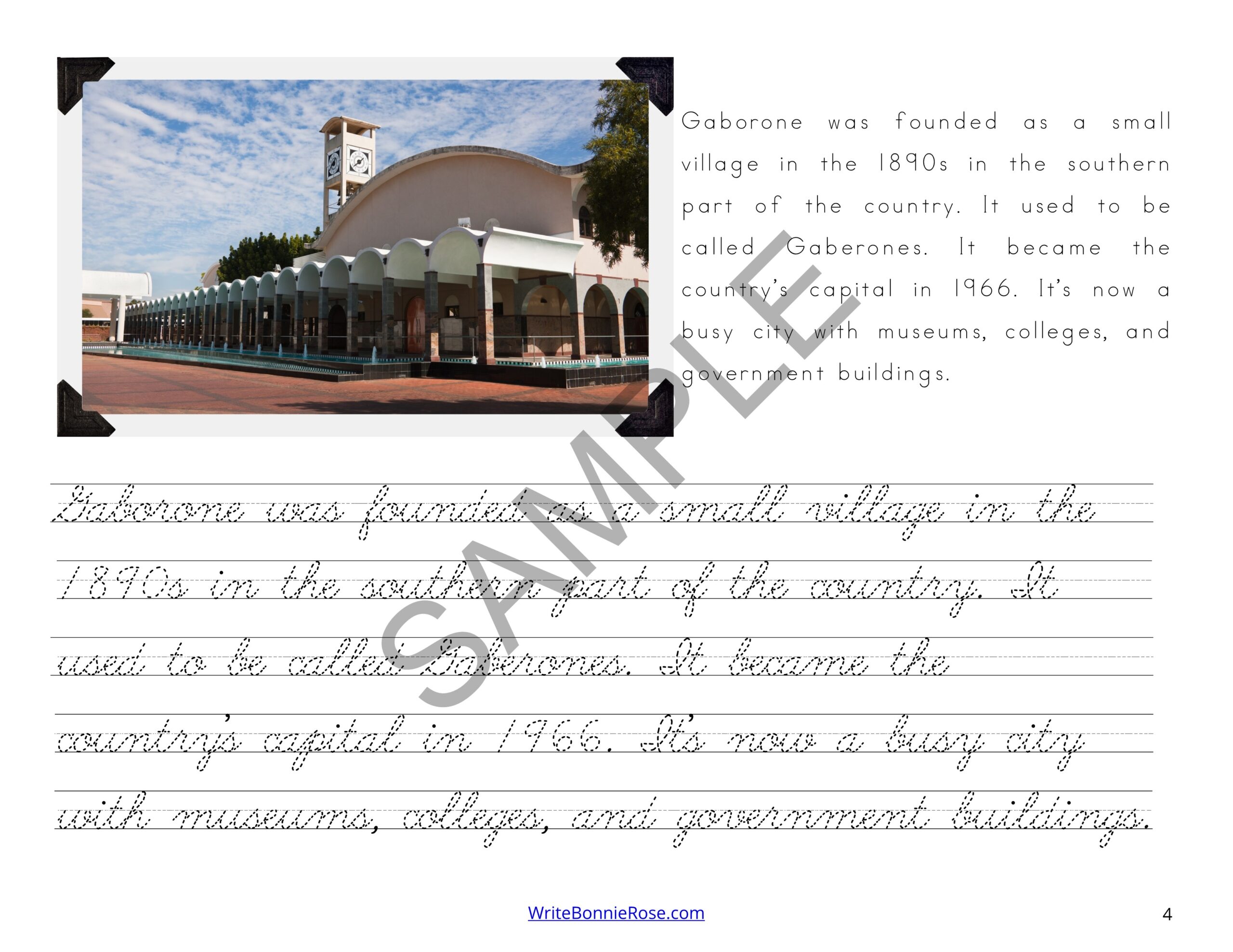 My Book About Botswana with Cursive Copywork | Made By Teachers