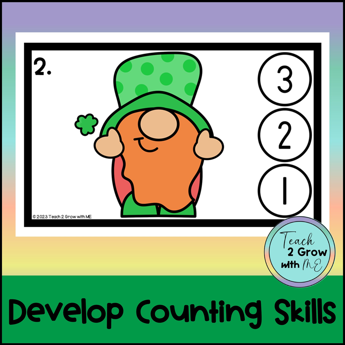 St. Patrick's Day Math Center Task Cards Counting Shamrocks 0-10 Clip ...