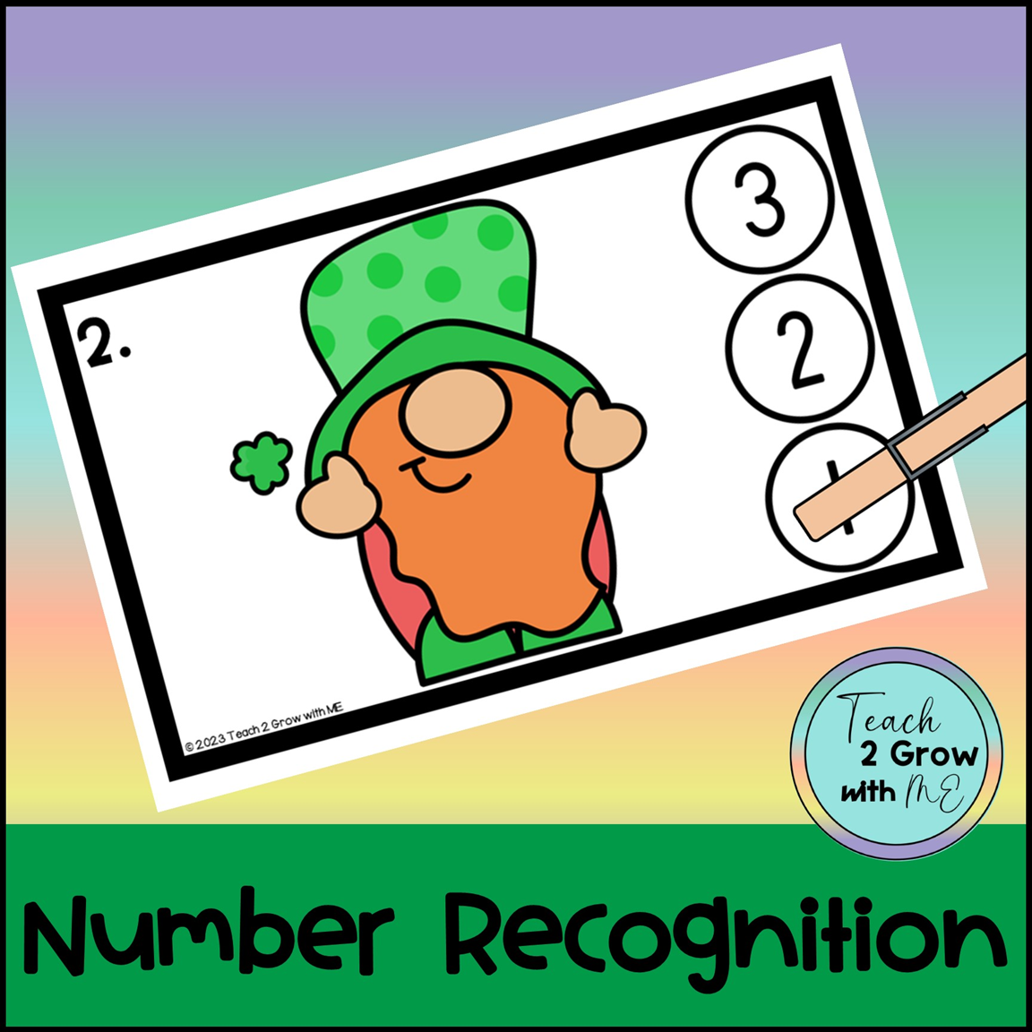 St. Patrick's Day Math Center Task Cards Counting Shamrocks 0-10 Clip ...