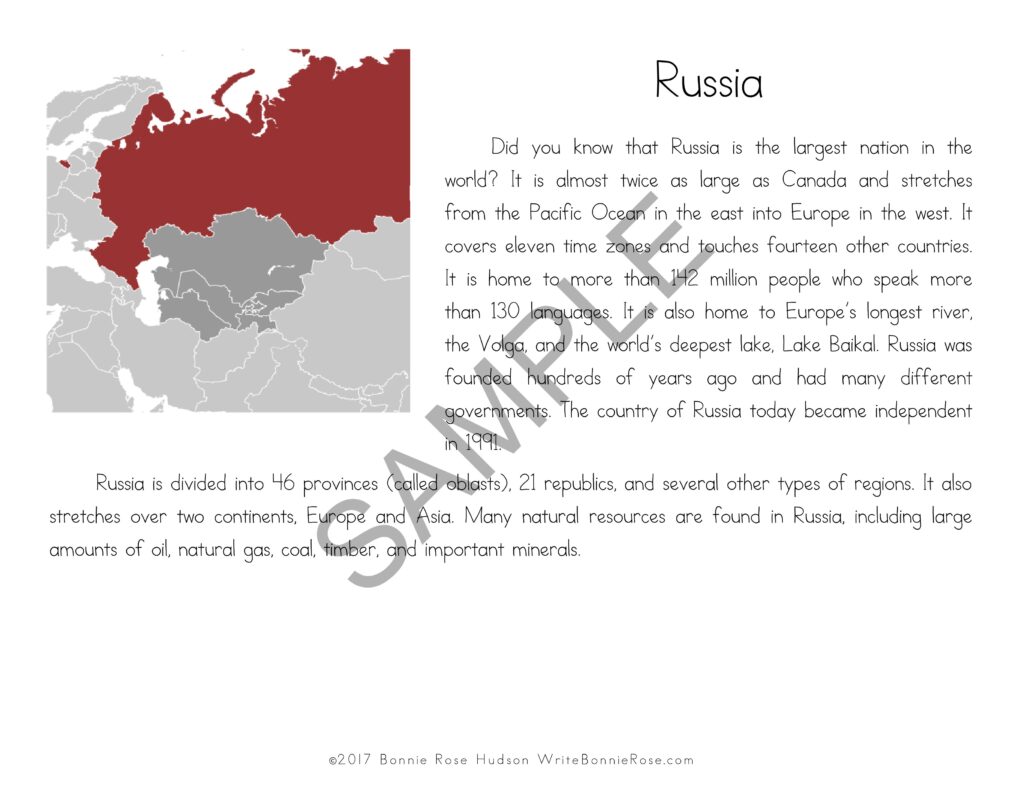 My Book About Russia with Print Copywork | Made By Teachers