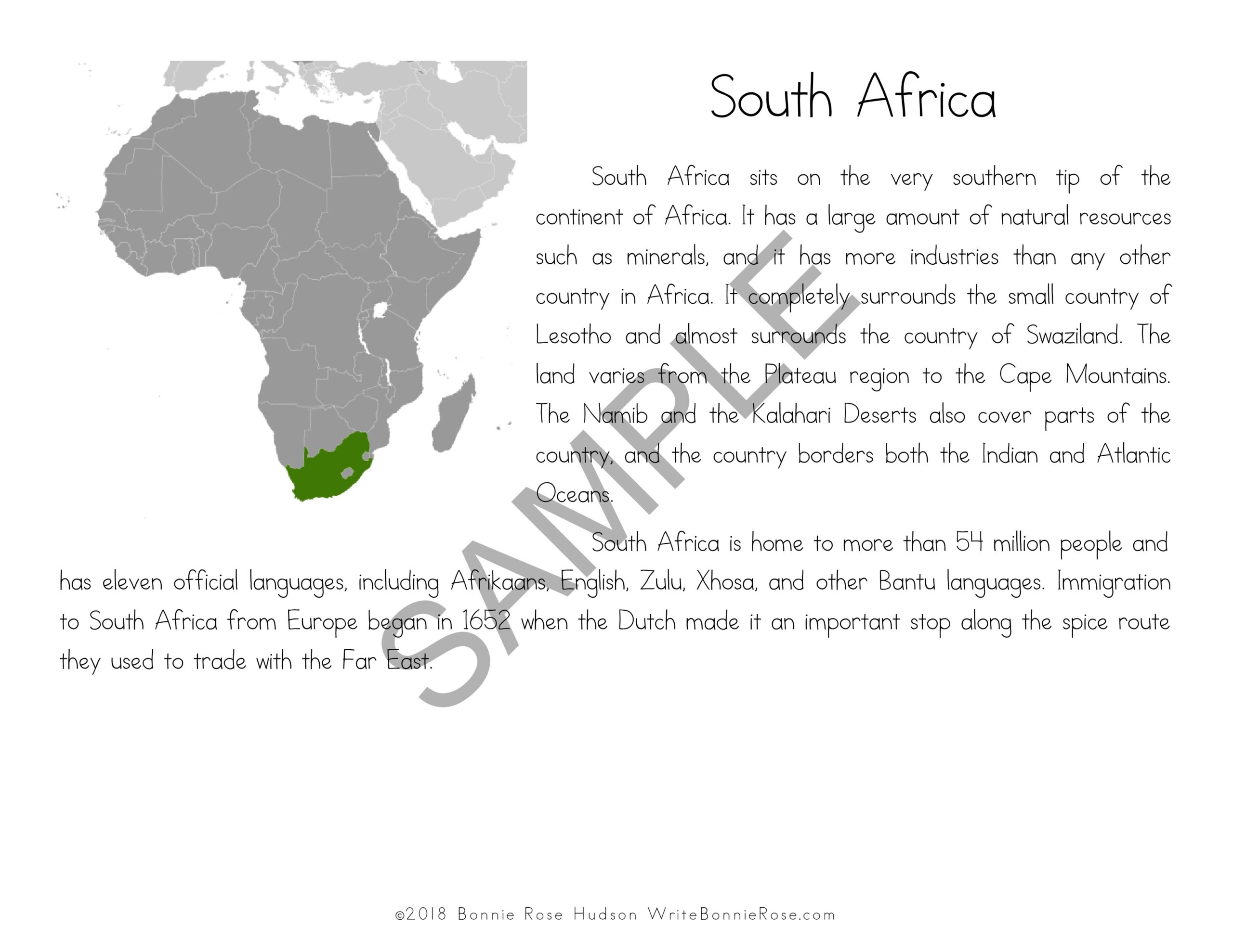 My Book About South Africa with Print Copywork | Made By Teachers