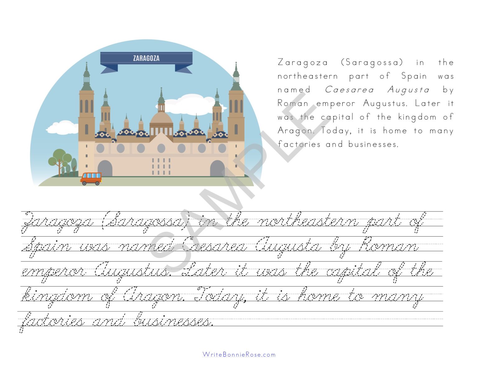 My Book About Spain with Cursive Copywork | Made By Teachers