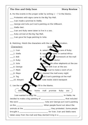 Katherine Applegate "The One and Only Ivan" worksheets | Made By Teachers