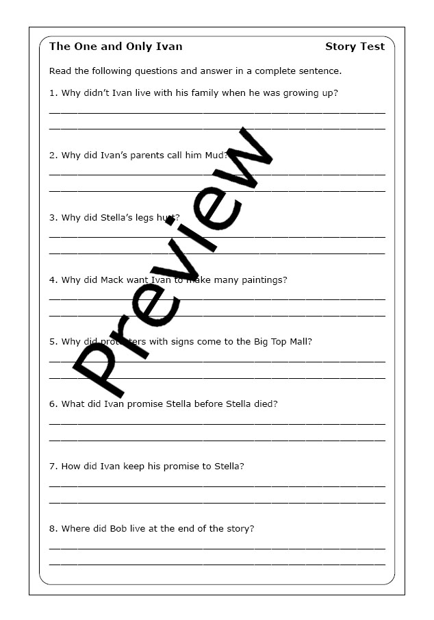 Katherine Applegate "The One and Only Ivan" worksheets | Made By Teachers