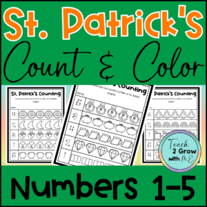 St. Patrick's Day NO PREP Counting Sets Count and Color Worksheets 1-5 ...