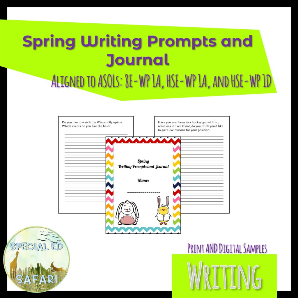 Spring Writing Prompts and Journal- Print AND Digital! VAAP and SPED ...