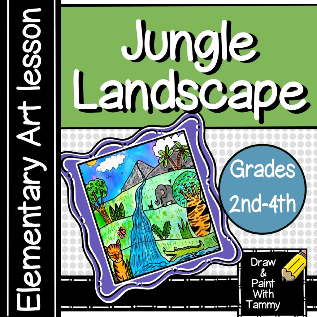 Elementary Art Lesson Jungle Landscape Drawing And Painting Art