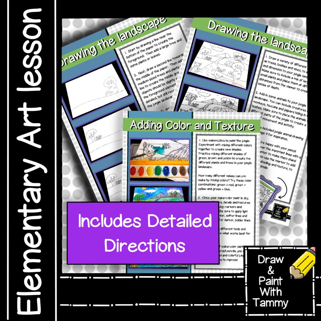 Elementary Art Lesson Jungle Landscape Drawing And Painting Art ...