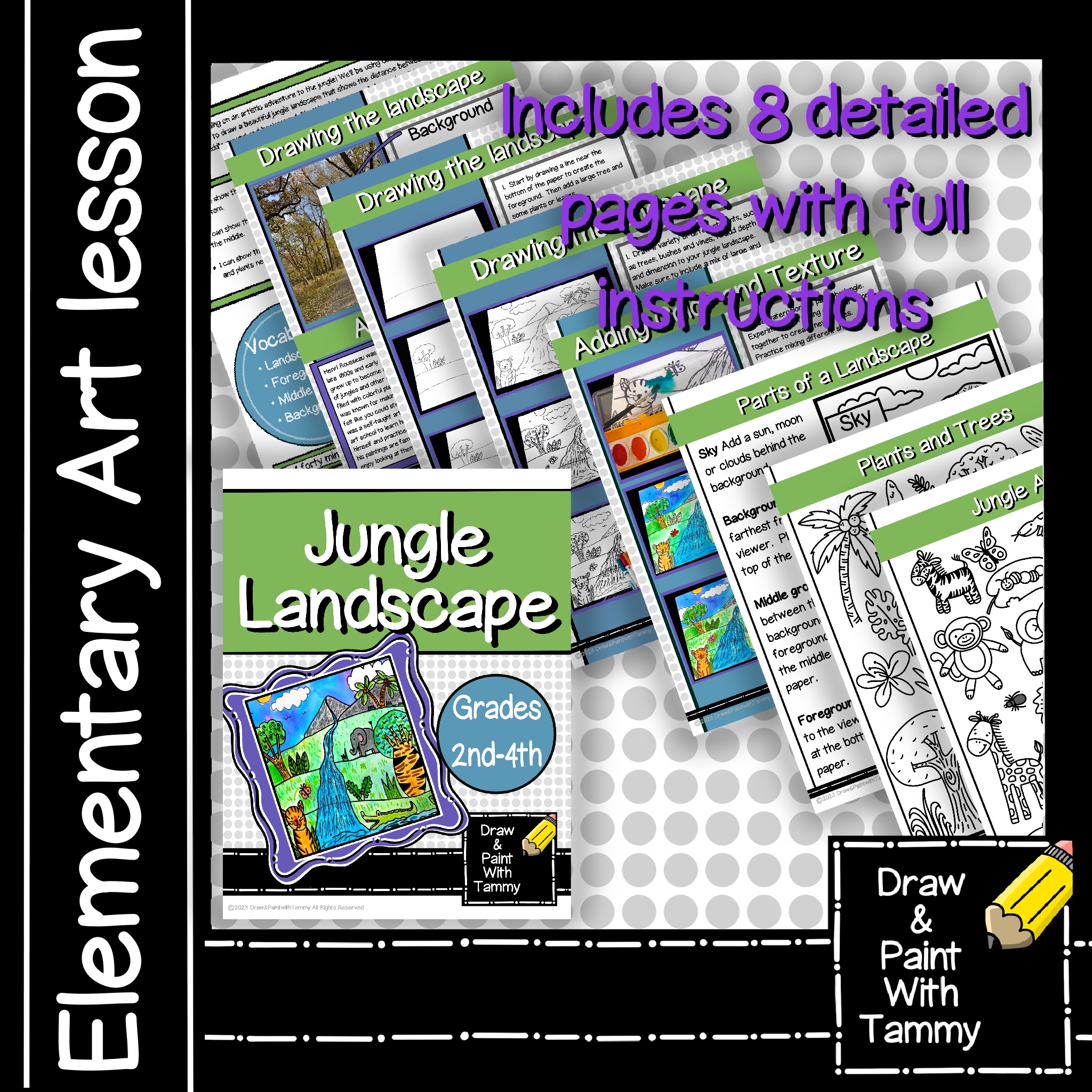 Elementary Art Lesson Jungle Landscape Drawing And Painting Art ...