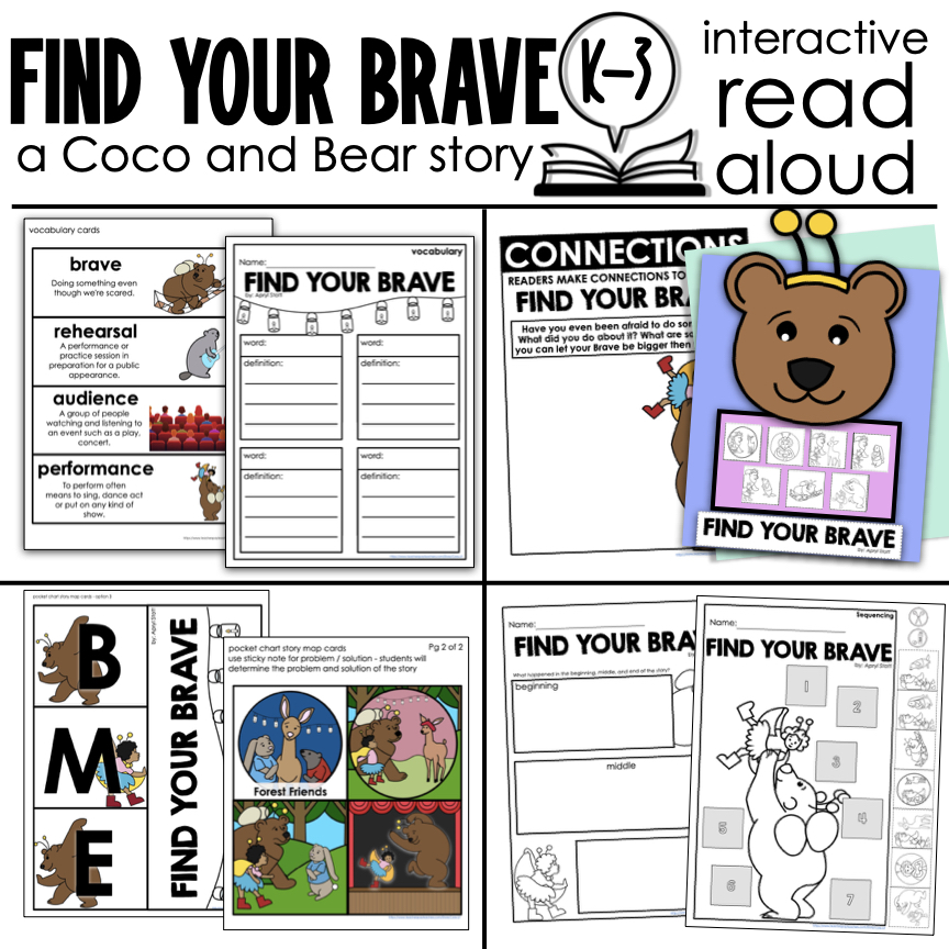 Find Your Brave a Coco + Bear Story Interactive Read Aloud | Sequencing RETELL | Made By Teachers