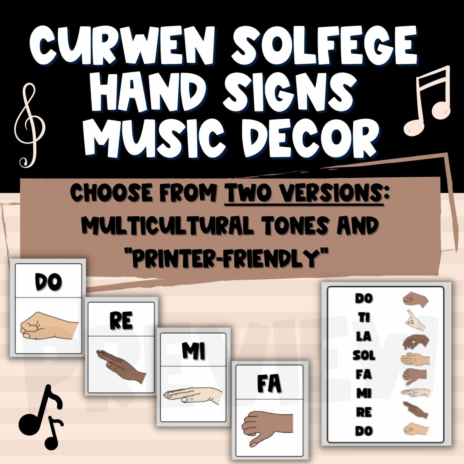 Curwen Solfege Music Hand Signs Classroom Posters | Made By Teachers