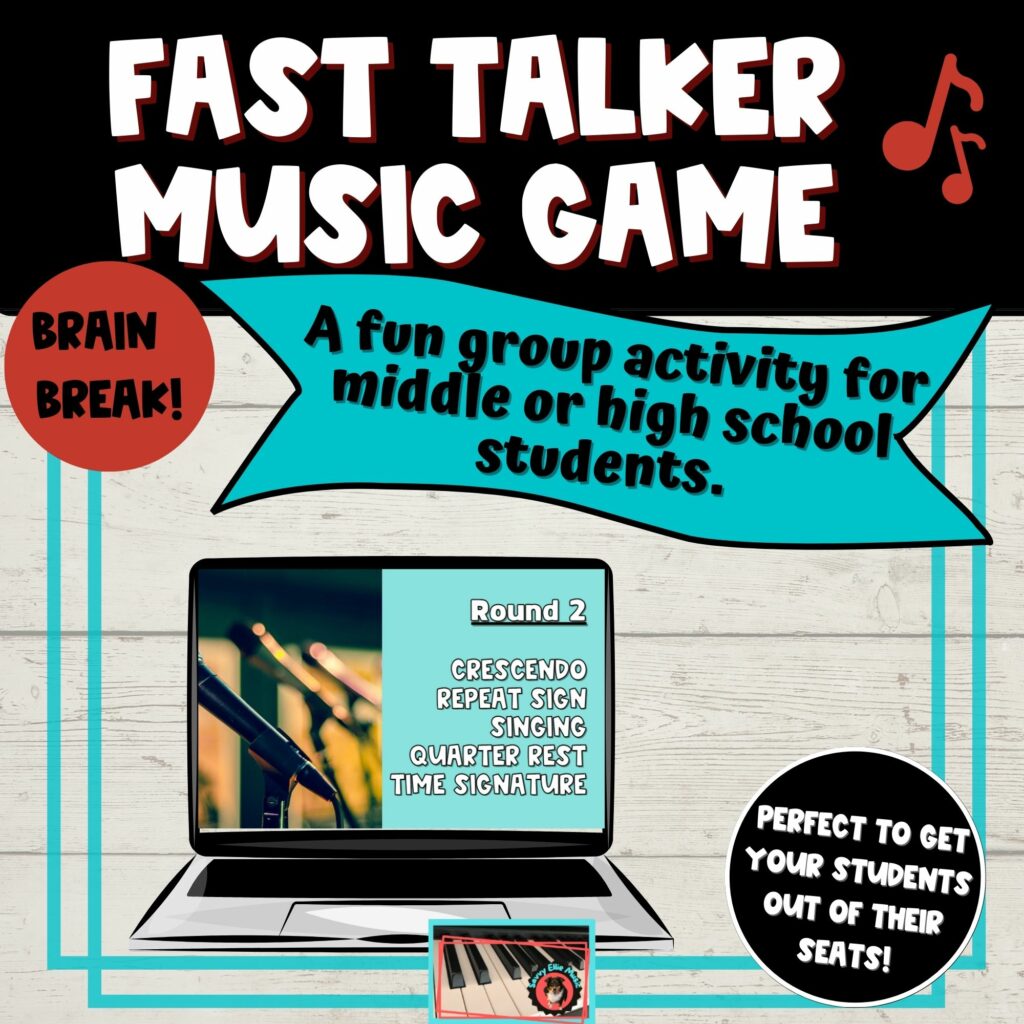Music Fast Talker Brain Break Game/Icebreaker | Made By Teachers