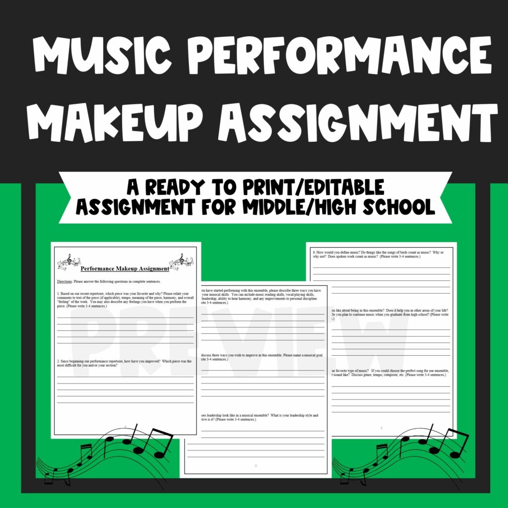 Music Performance Makeup Assignment | Made By Teachers